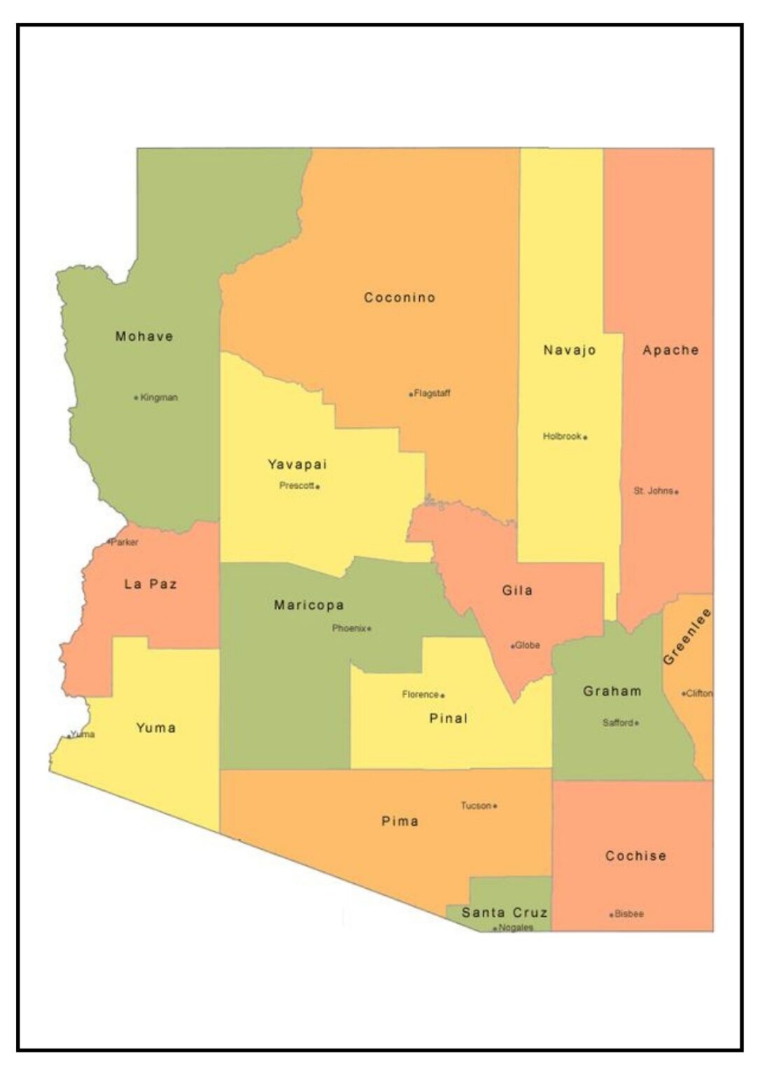 Arizona County Map [Map of AZ Counties and Cities]