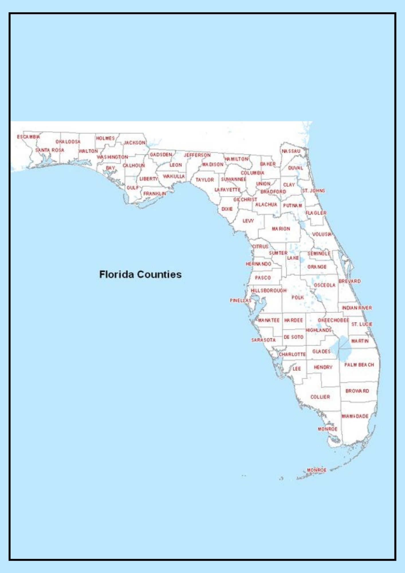 Florida County Map [Map of FL Counties and Cities]