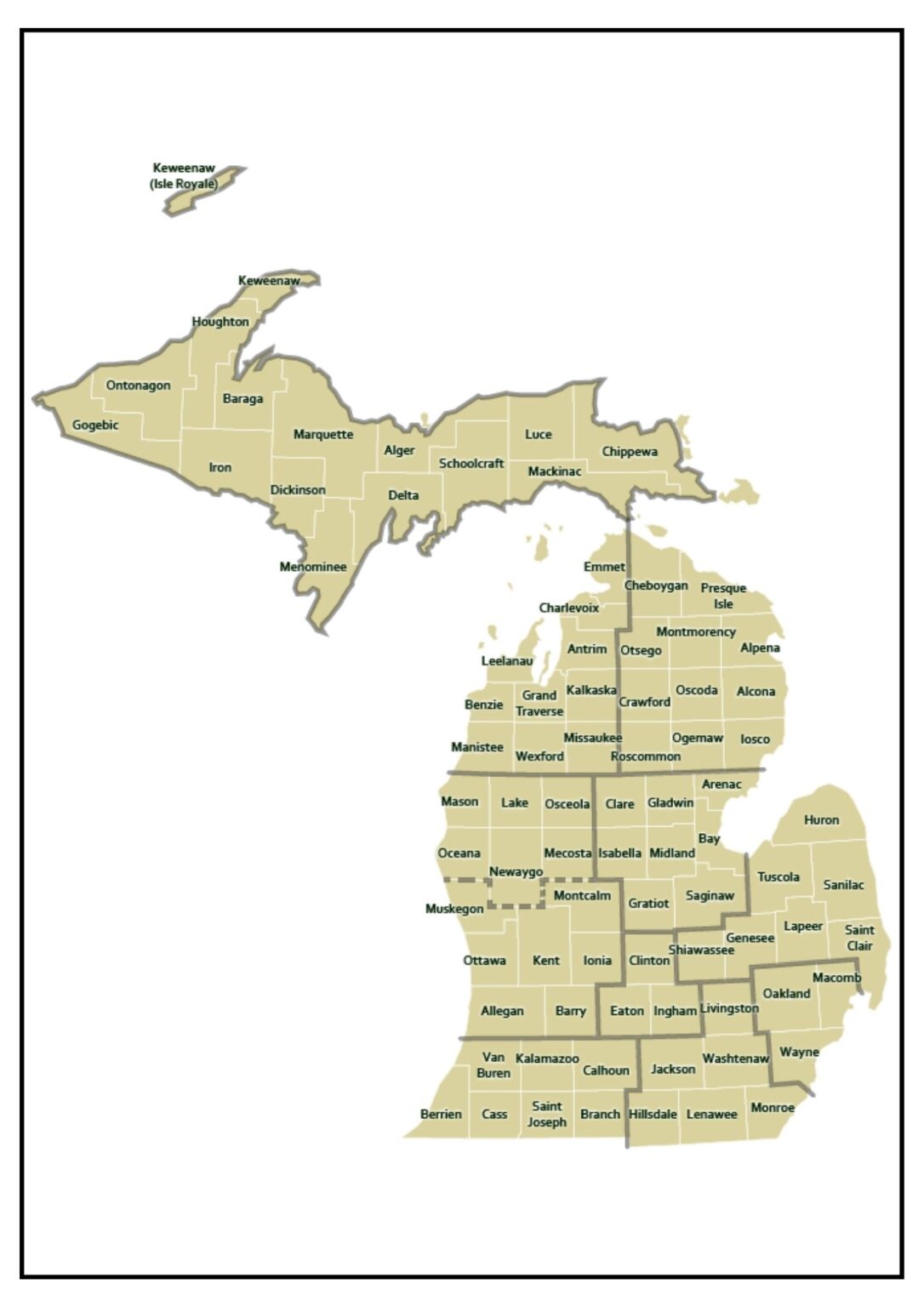 Michigan County Map [Map of Michigan Counties and Cities]