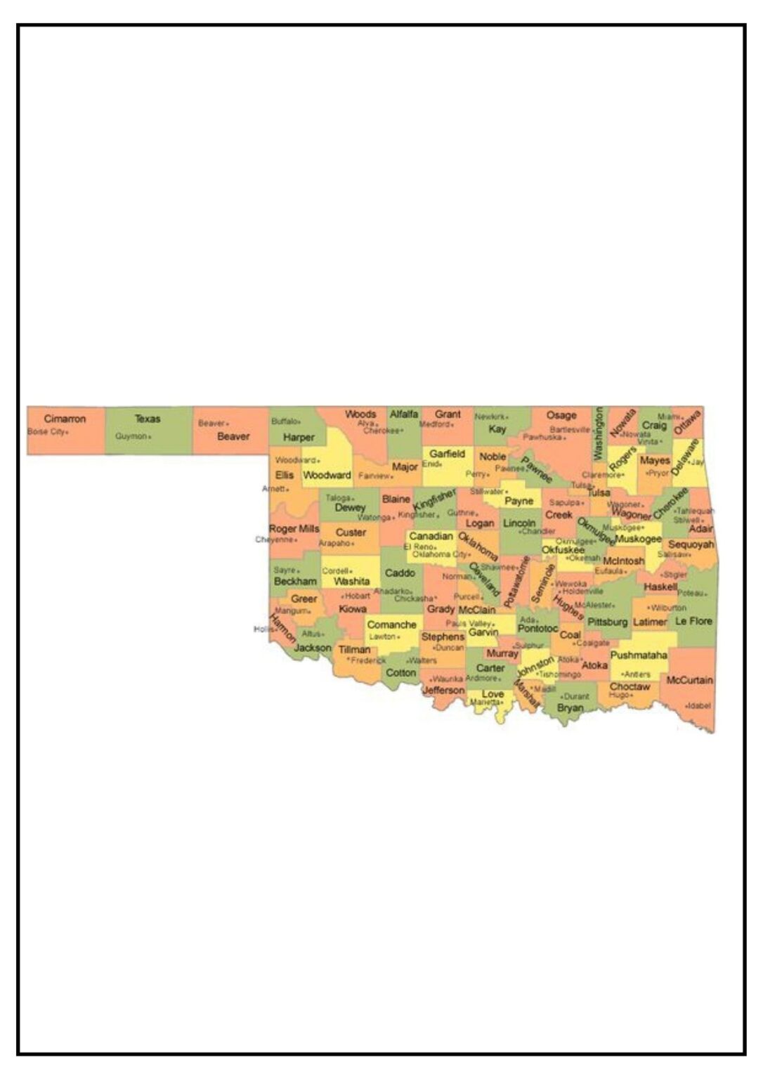 Oklahoma County Map [Map of OK Counties and Cities]
