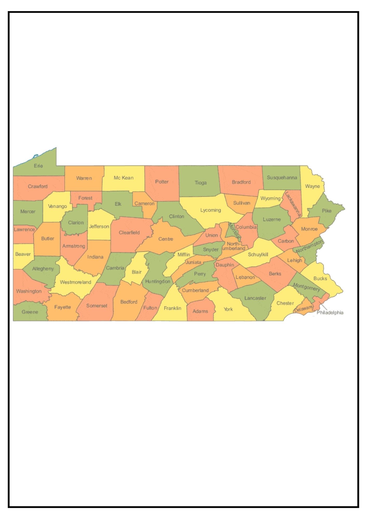 Pennsylvania County Map [Map of PA Counties and Cities]